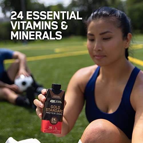 Optimum Nutrition Gold Standard Protein Shake, 24g Protein, Ready to Drink Protein Shake, Gluten Free, Vitamin C for Immune Support, Chocolate, 11 Fl Oz, 12 Count