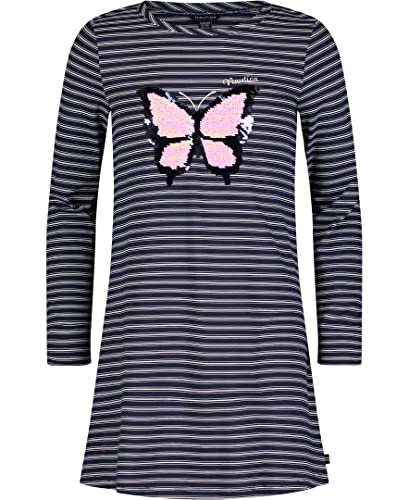 Nautica Girls' Long Sleeve Logo Design Knit T-Shirt Dress, Peacoat Butterfly, 7