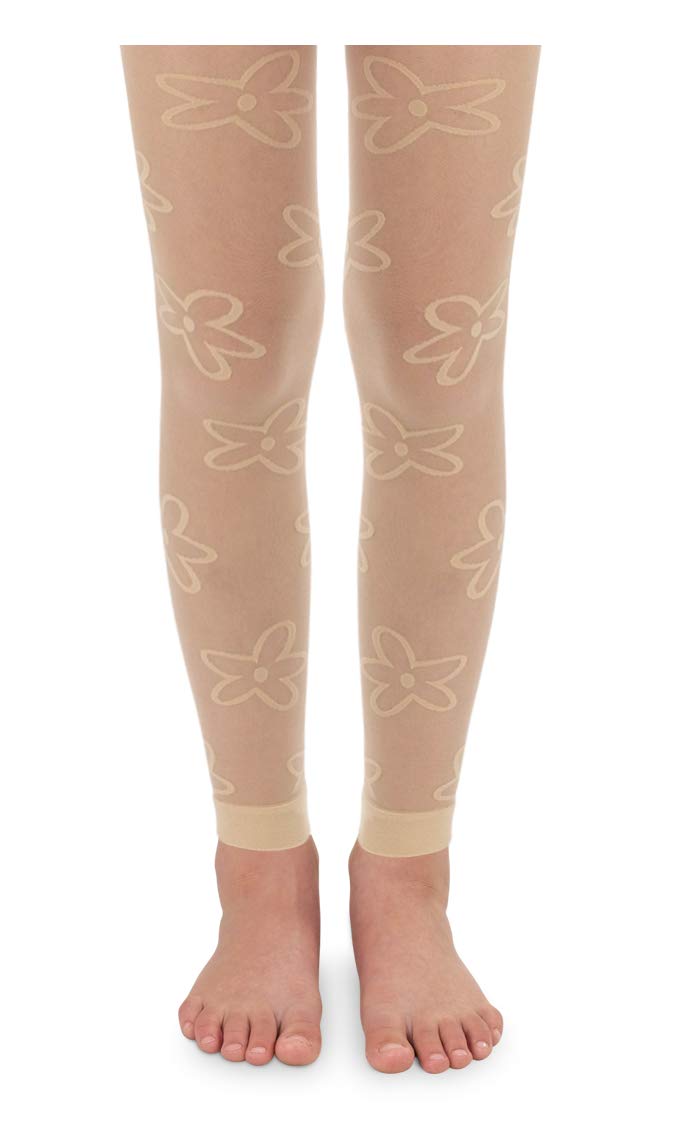 Jefferies Socks Big Girls' Daisy Footless Tight, Nude, 6-8 Years