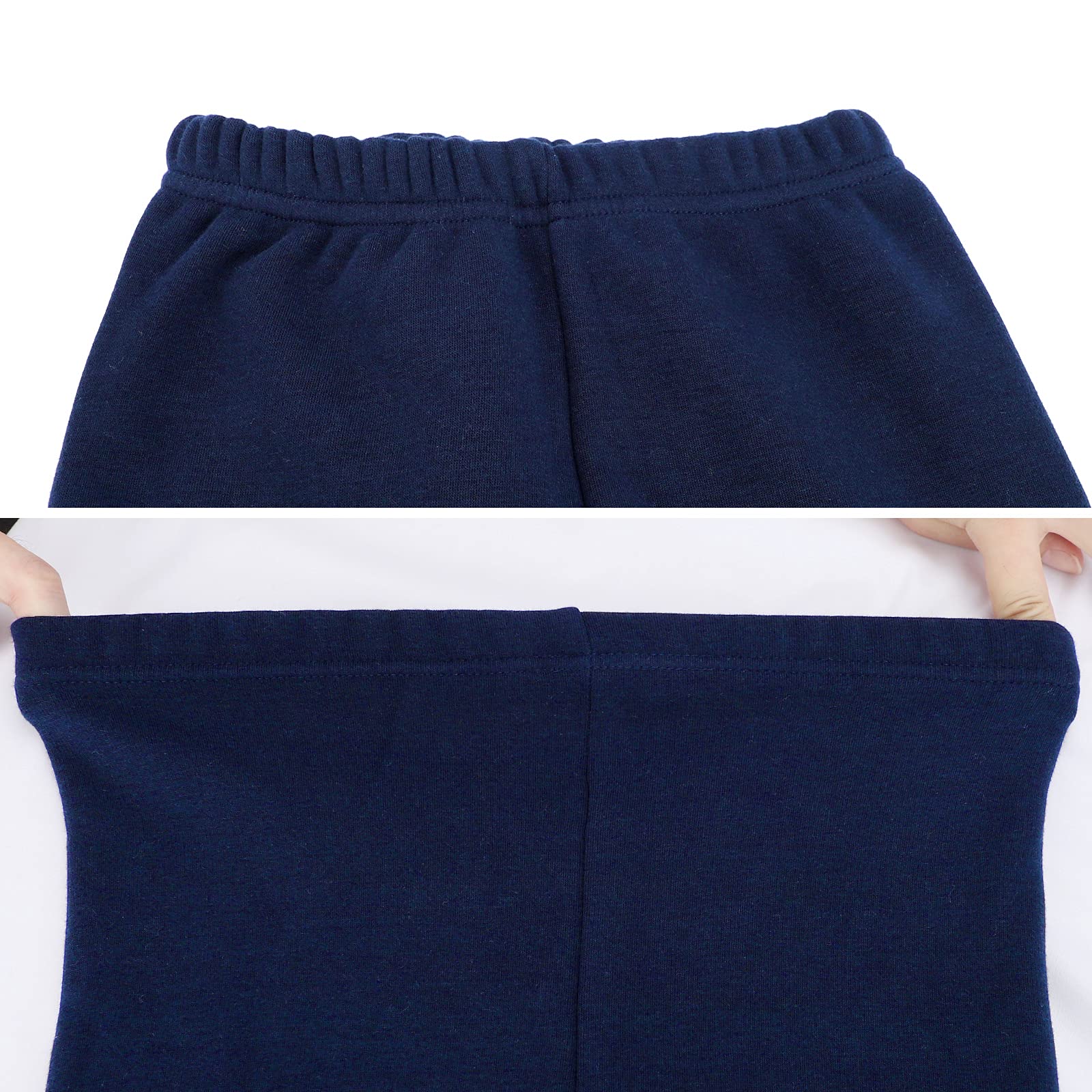 KEREDA Girls Fleece Lined Leggings Winter Warm Pants for Kids 6-7 Years Navy