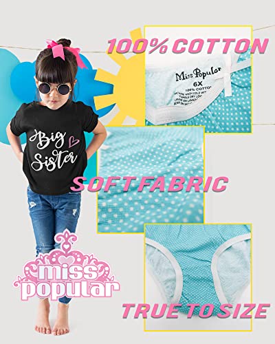 MISS POPULAR Girls 6-Pack Soft Cotton Underwear Tagless Basic Panty Briefs| Sizes 2T - 14/16 (7/8, Combo D)
