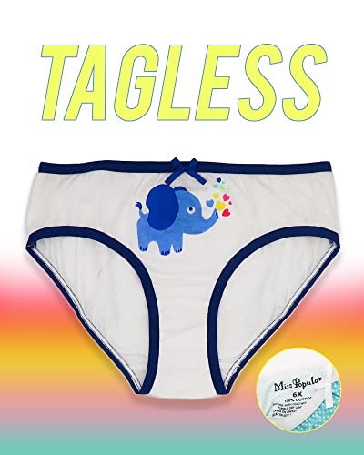 MISS POPULAR Girls 6-Pack Soft Cotton Underwear Tagless Basic Panty Briefs| Sizes 2T - 14/16 (7/8, Combo D)