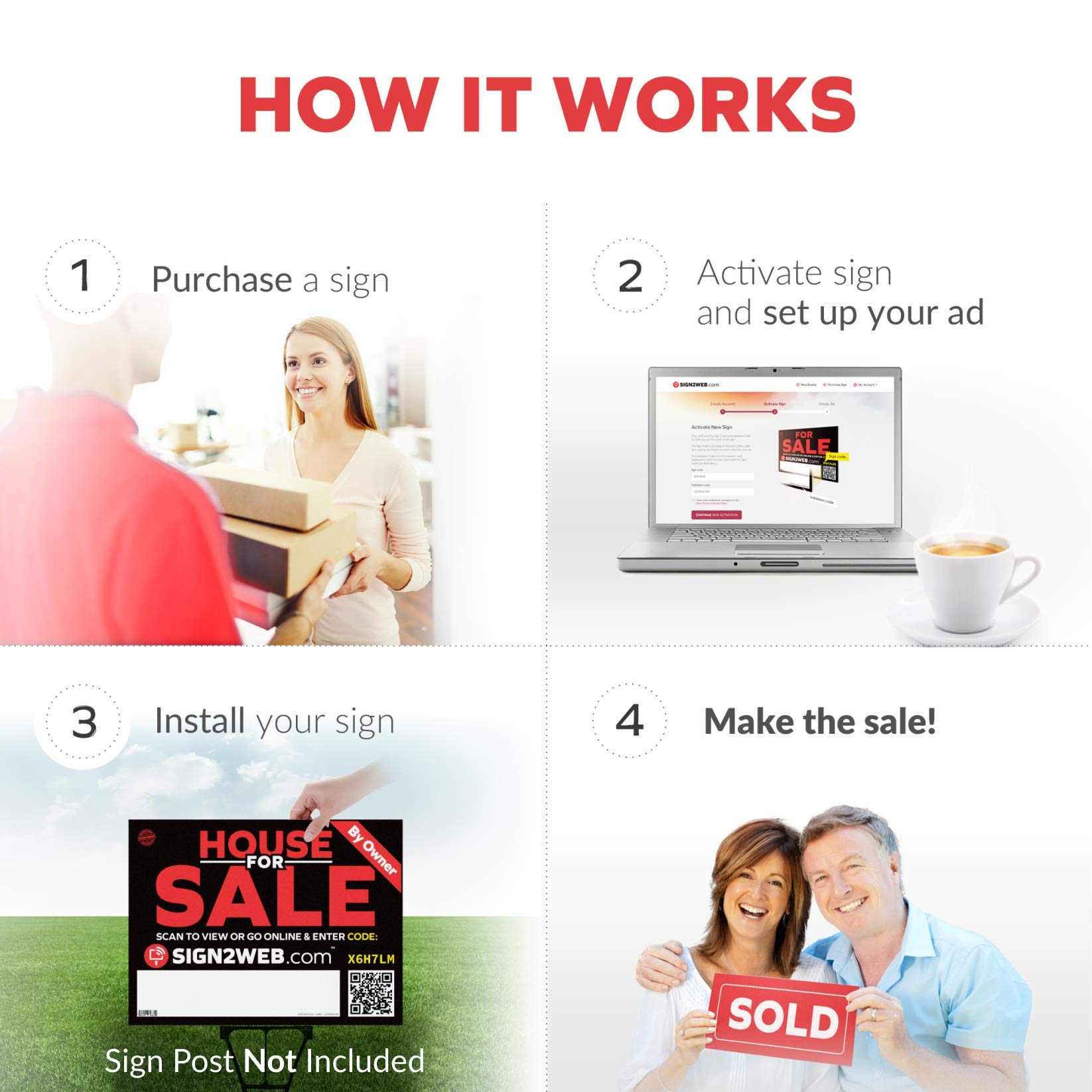 WEB ENABLED For Rent Real Estate Sign - Large 24β x 18β LASER PRINTED High Visibility For Rent Yard Sign - Double Sided House For Rent Sign - THE EVOLVED FOR RENT SIGN SOLUTION!