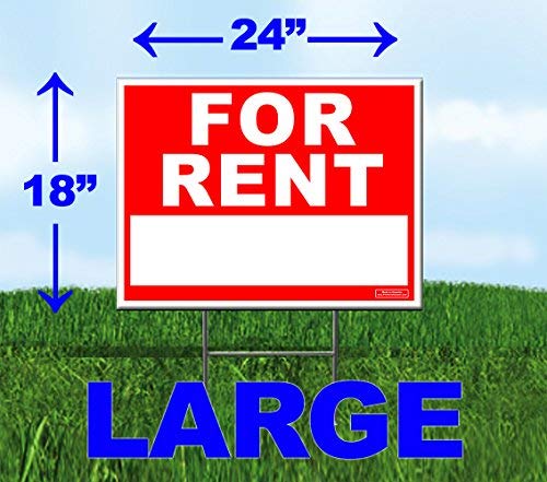 VIBE INK 1-Pack Large 24" x 18" - Home for Rent - Yard Sign/Lawn UV Ink - Corrugated Plastic - Double Sided - Waterproof- Metal Stake included - Made in USA - Great for ALL USES! (1)