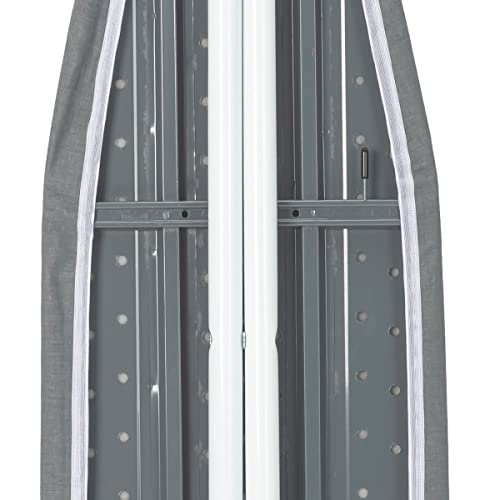 Ironing Board Full Size; Made in USA by Seymour Home Products (Solid Grey) Bundle Includes Cover + Pad | Iron Board w/Steel T-Legs Adjustable Tabletop up to 35" High; Perforated Top for Steam Flow