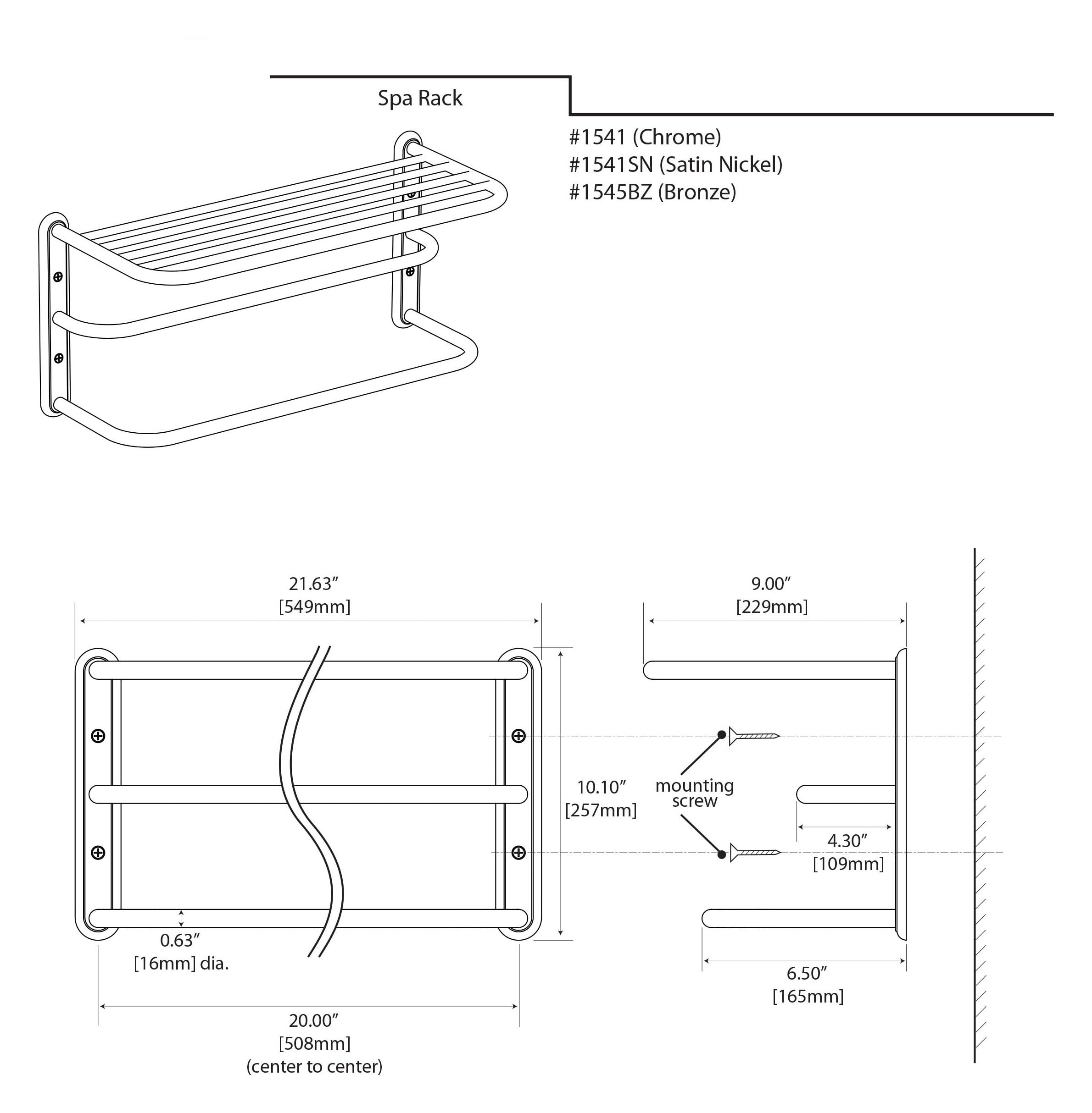 Gatco 1541 Double Towel Rack with Chrome Finish