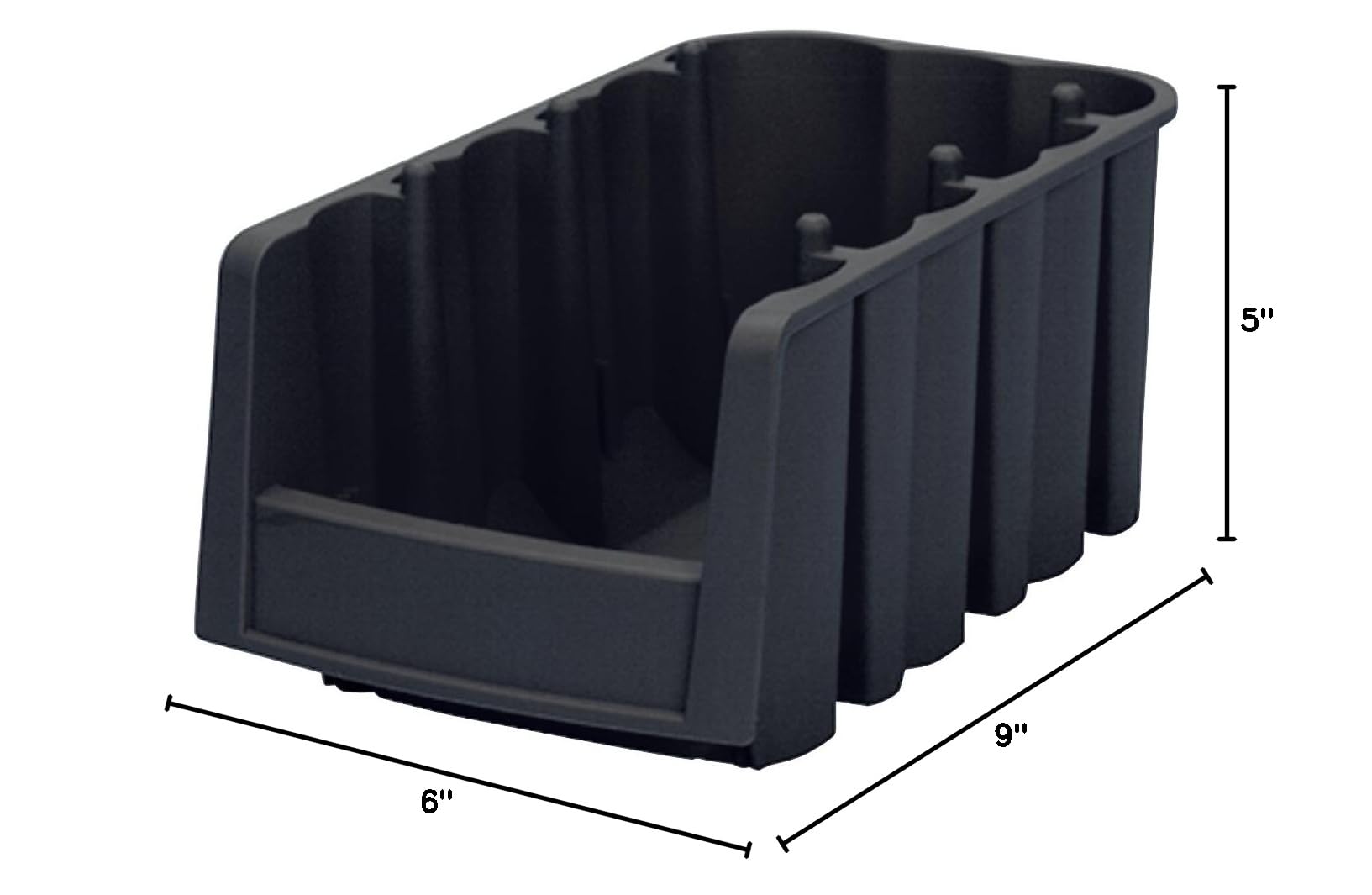 Akro-Mils 30796 Economy Stacking Shelf Plastic Storage Bins, (9-Inch x 6-5/8-Inch x 5-Inch), Black (10-Pack)