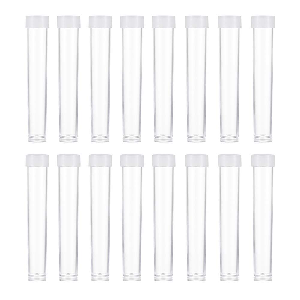 Craftdady 200Pcs Clear Plastic Tube Bead Containers Transparent Storage Test Tubes with Caps 2.99x0.53" (76x13.5mm)