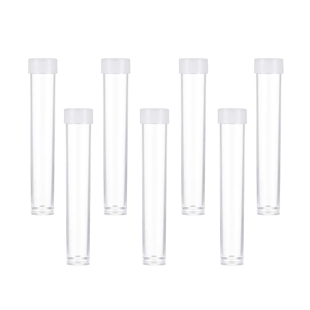Craftdady 200Pcs Clear Plastic Tube Bead Containers Transparent Storage Test Tubes with Caps 2.99x0.53" (76x13.5mm)