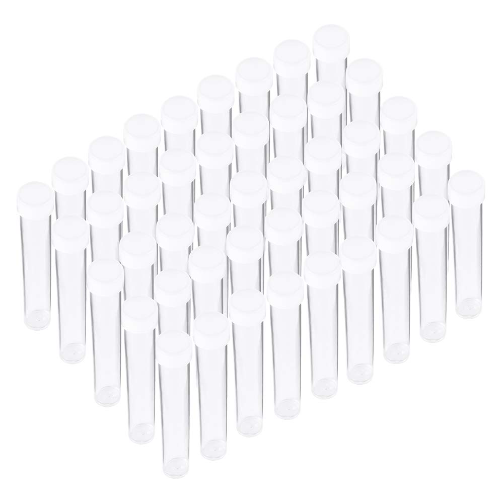 Craftdady 200Pcs Clear Plastic Tube Bead Containers Transparent Storage Test Tubes with Caps 2.99x0.53" (76x13.5mm)