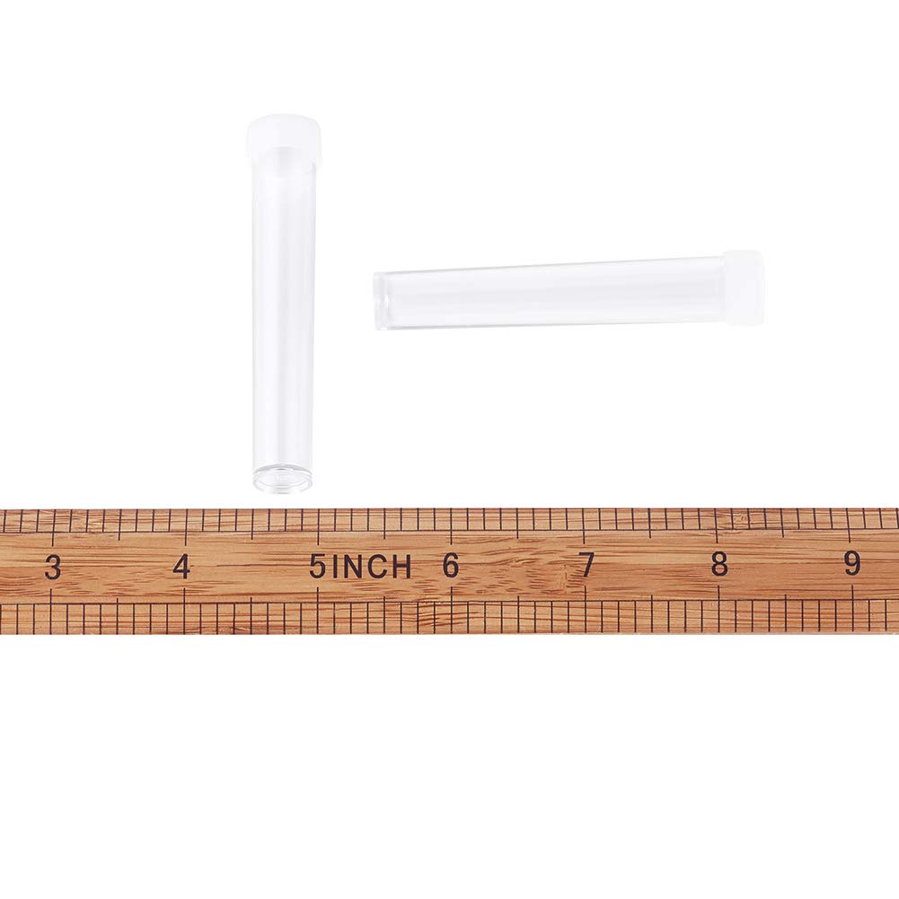 Craftdady 200Pcs Clear Plastic Tube Bead Containers Transparent Storage Test Tubes with Caps 2.99x0.53" (76x13.5mm)