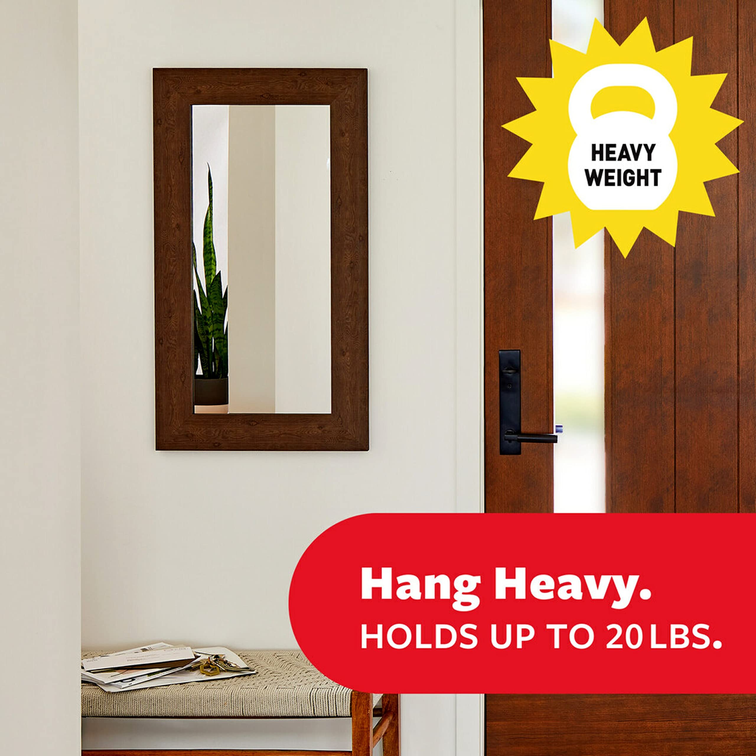 Command 20 Lb XL Heavyweight Picture Hanging Strips, Damage Free Hanging Picture Hangers, Heavy Duty Wall Hanging Strips for Living Spaces, 10 White Adhesive Strip Pairs