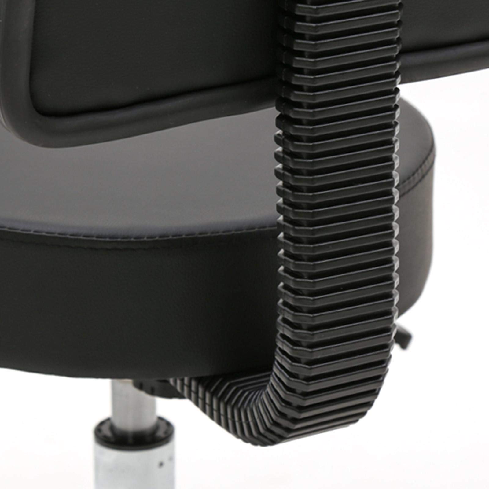 Black PU Leather Round Stool Plastic Flat Foot bar Stool with backrest,Adjustable Hydraulic Rolling Stool, Spa Drafting Salon Tattoo Work Office Massage Stools Swivel Task Chair