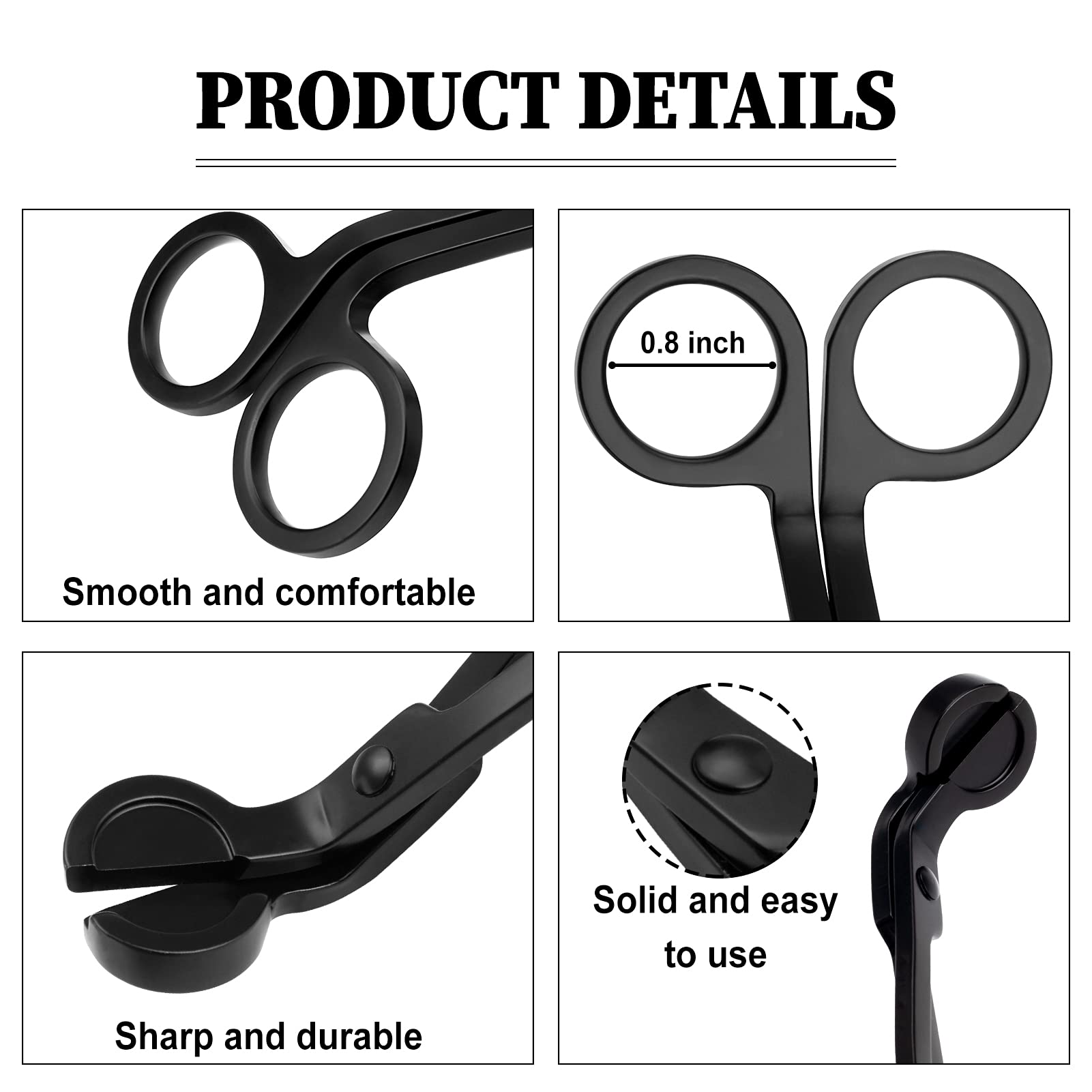 UMOKOON Sturdy Candle Wick Trimmer - Premium Stainless Steel Wick Cutter for Candles - Polished Candle Scissors (Matte Black)