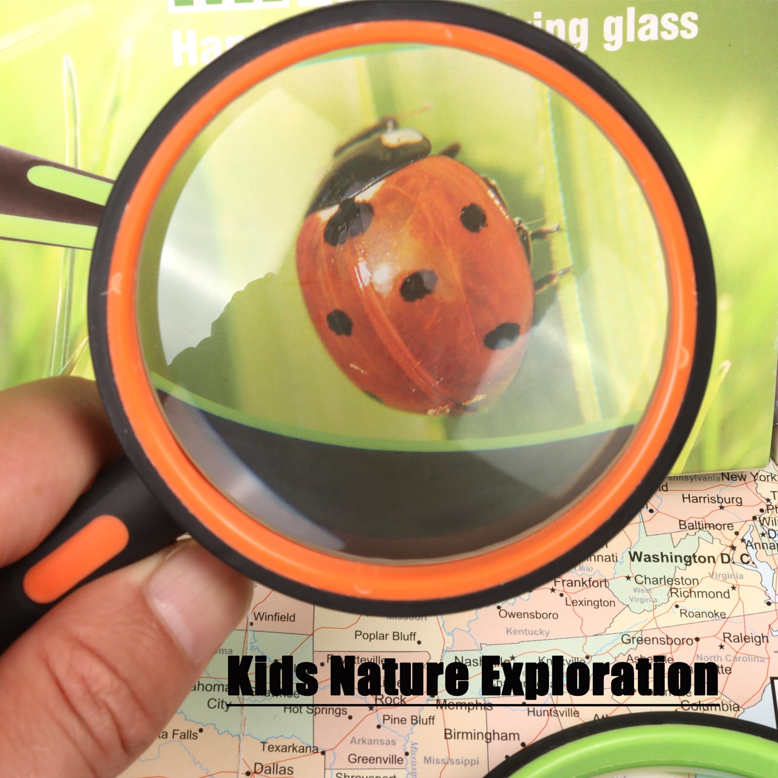 Ocim 2 Pack 75mm 10X Magnifying Glass, Kids Magnifying Glass,Magnifier with Non-Slip Rubber Handle for Seniors Reading and Kids Nature Exploration