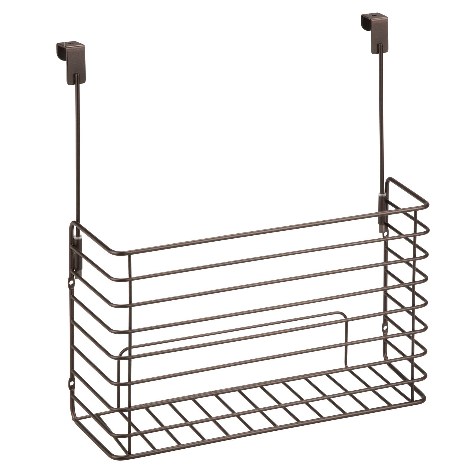 mDesign Metal Wire Kitchen Bakeware Organizer Basket - Hang Over Cabinet Door - Storage for Baking Sheets, Cupcake Tins, Cutting Boards, Foil, or Plastic Wrap - Concerto Collection - Bronze