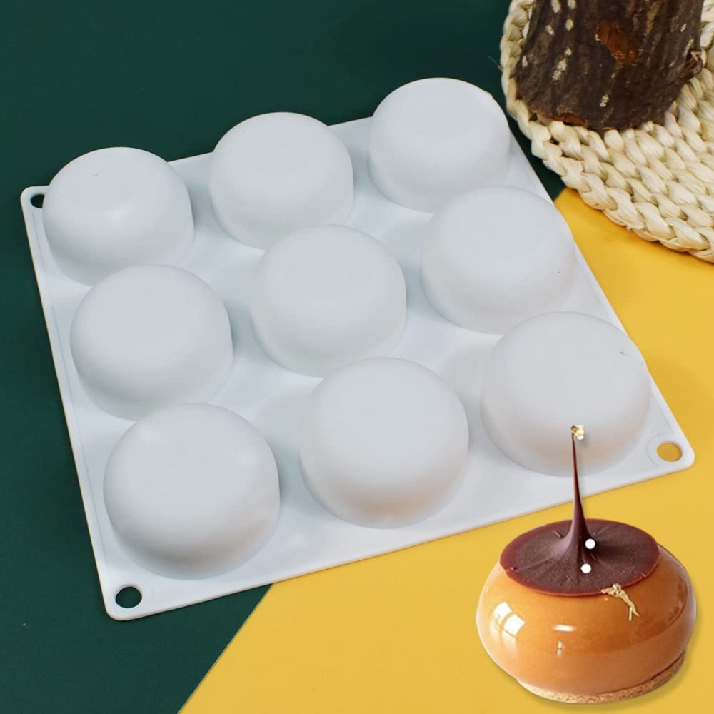mostsom Silicone Chocolate Half Round Mold Medium Semi Sphere Silicone Mold,Half Sphere Silicone Baking Molds for Making Chocolate, Cake, Jelly, Dome Mousse (Oblate Spheroid A)