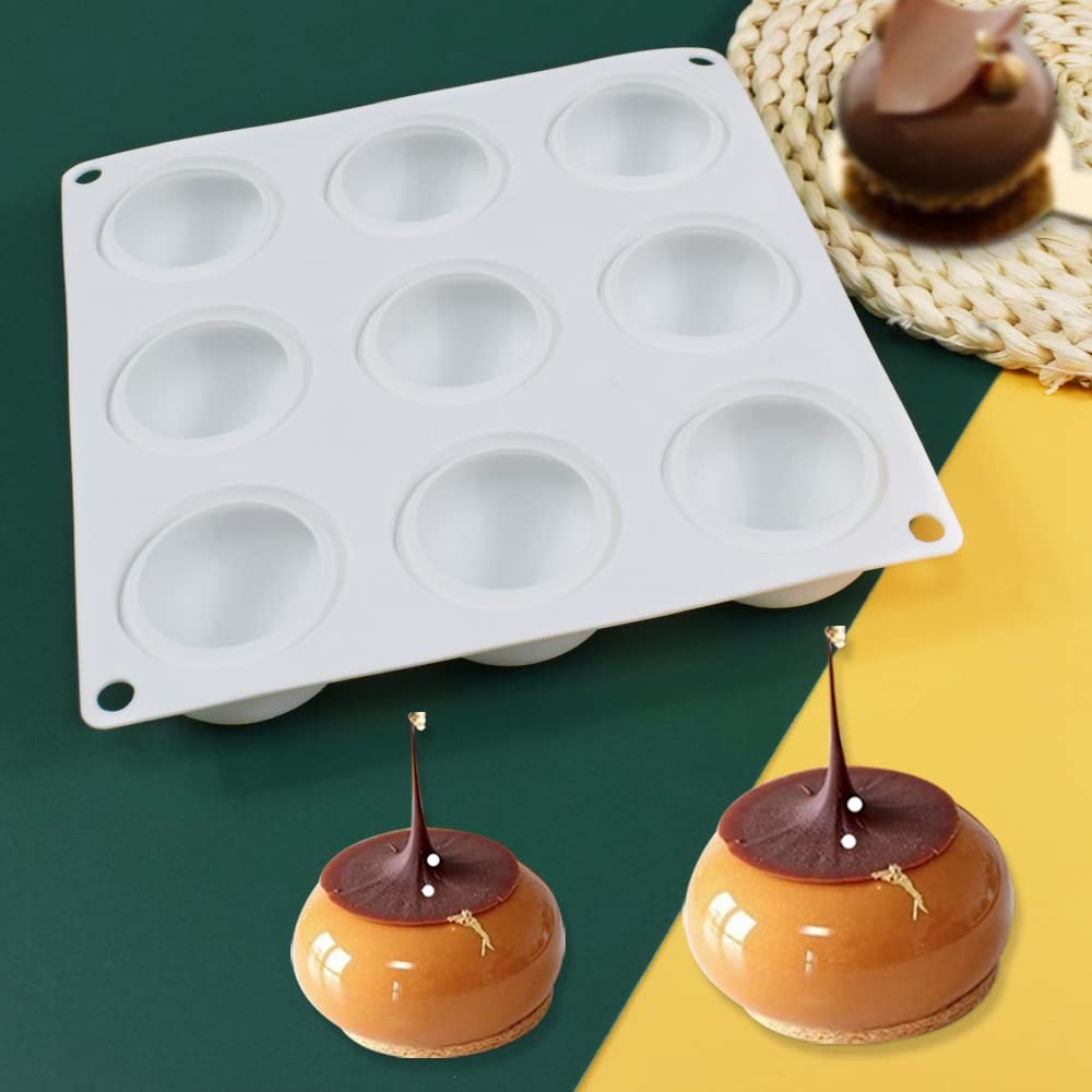 mostsom Silicone Chocolate Half Round Mold Medium Semi Sphere Silicone Mold,Half Sphere Silicone Baking Molds for Making Chocolate, Cake, Jelly, Dome Mousse (Oblate Spheroid A)