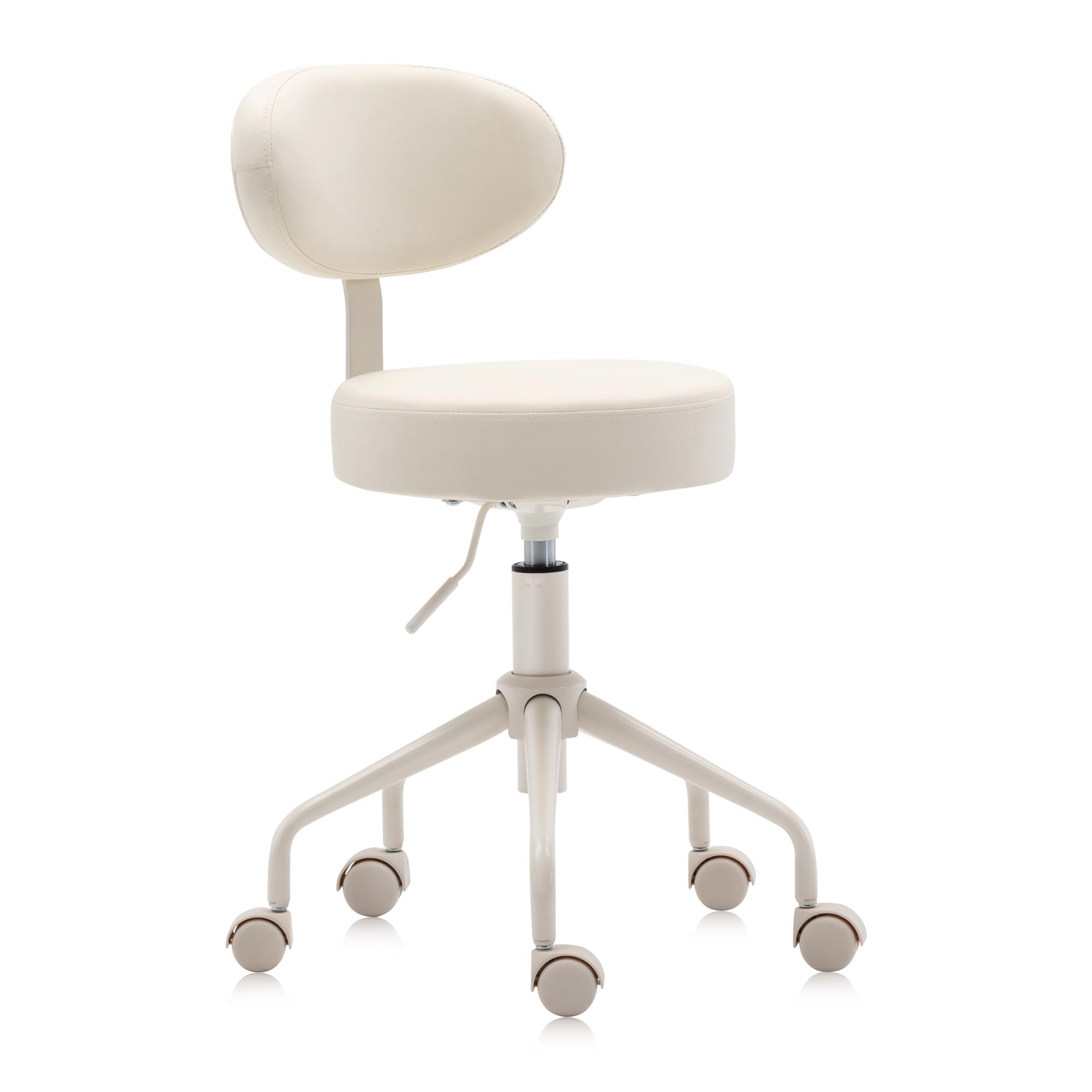 DR.LOMILOMI Swivel Rolling Hydraulic Height Adjustable Stool 503 for Clinic Nursing Spas Beauty Salons Dentists Home Office (Standard, with Backrest, Black)