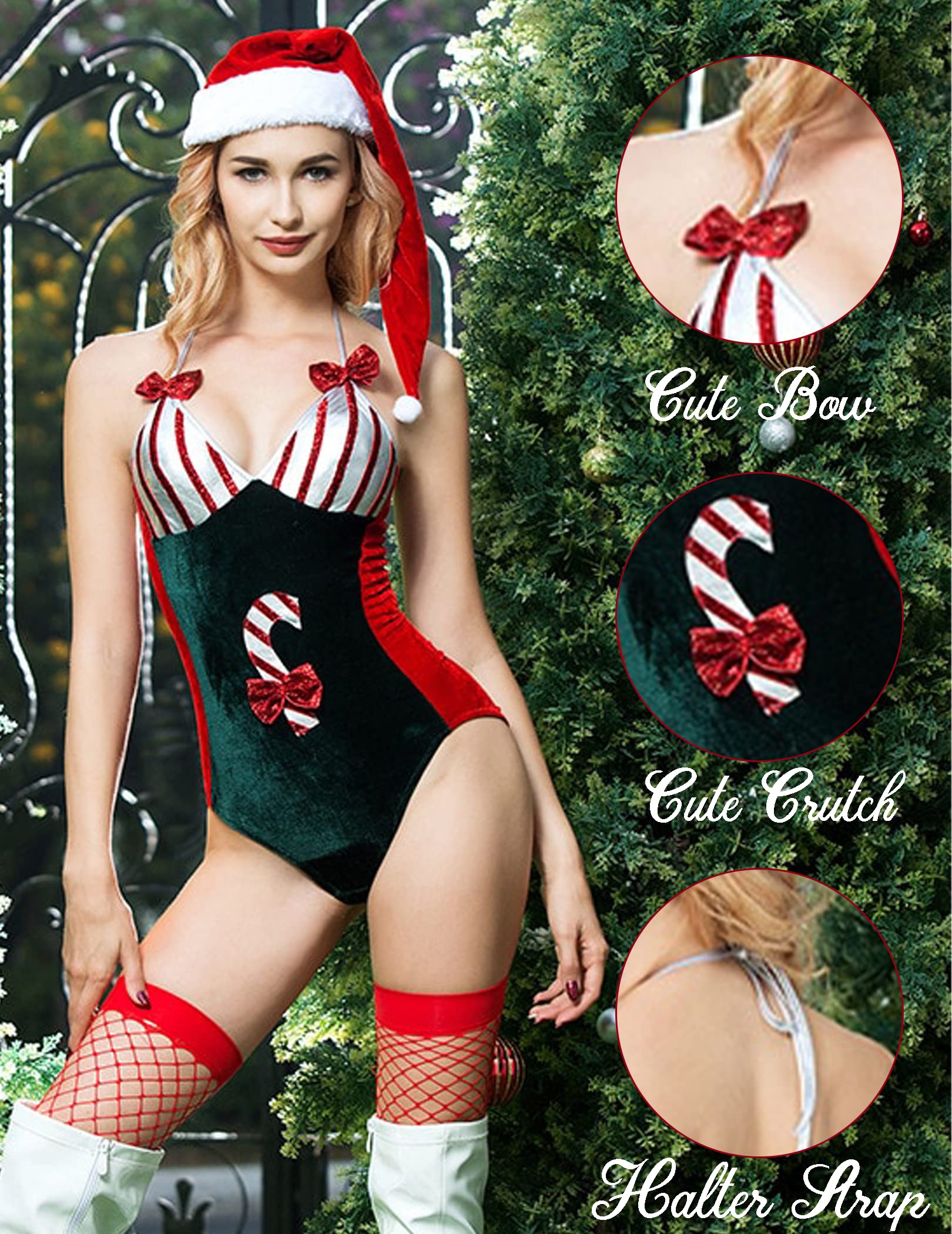Avidlove Teedy Lingerie for Women One Piece Teddy Sexy Velvet Romper Bodysuit Red S