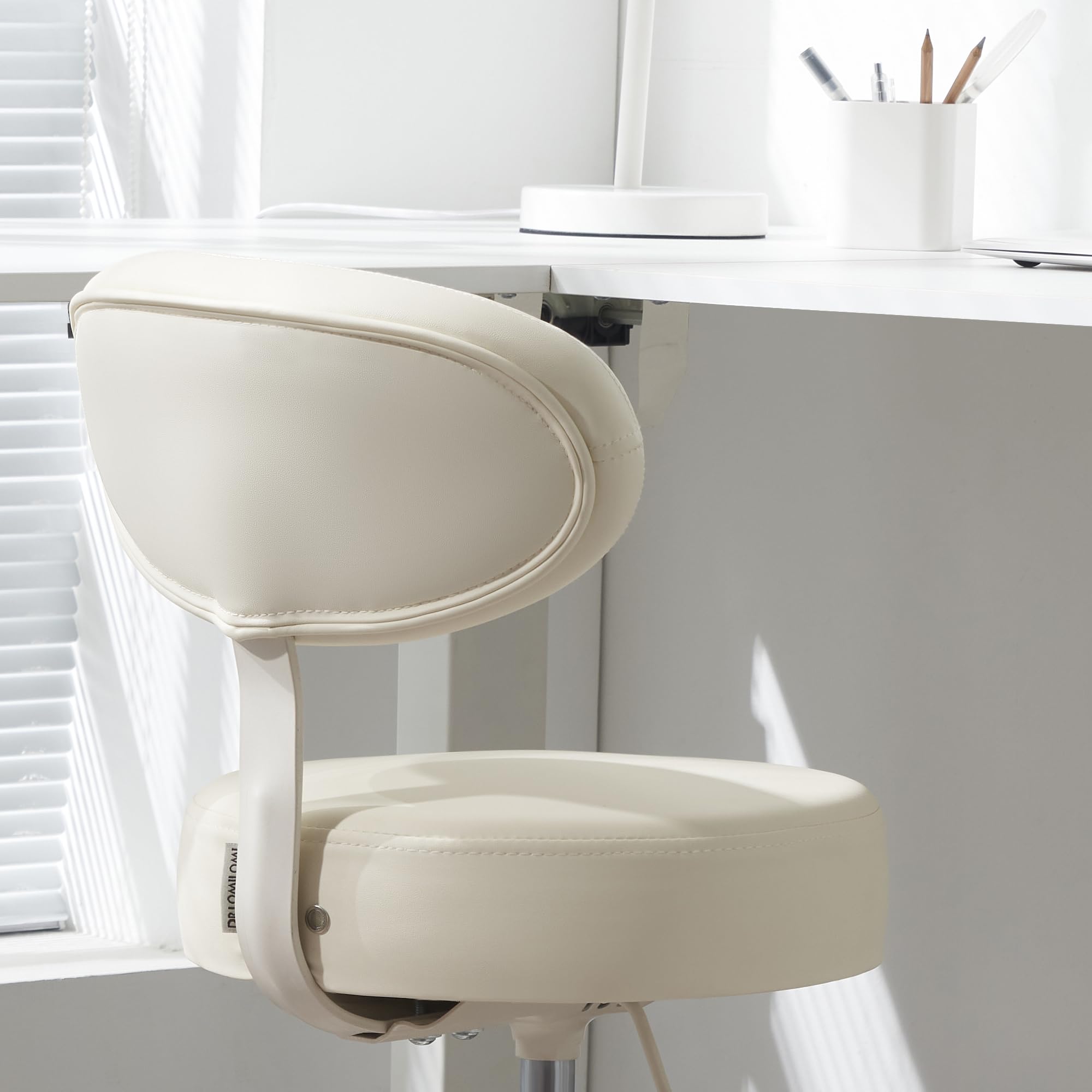 DR.LOMILOMI Swivel Rolling Hydraulic Height Adjustable Stool 503 for Clinic Nursing Spas Beauty Salons Dentists Home Office (Standard, with Backrest, Black)