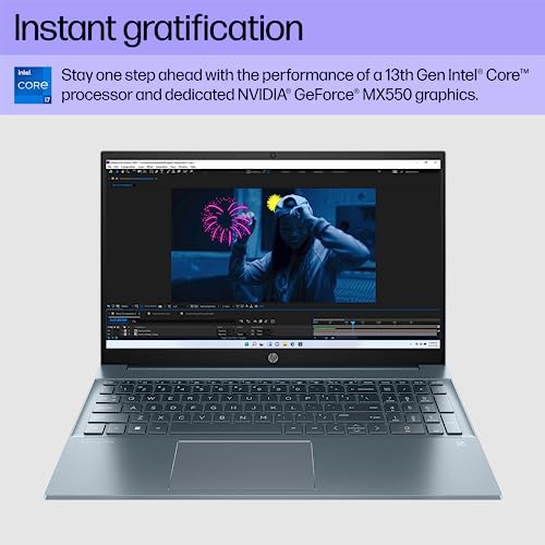 HP 2023 Pavilion Laptop, 15.6" FHD Touchscreen Display, Intel Core i7-1355U Processor, NVIDIA GeForce MX550, 32GB RAM, 1TB SSD, Wi-Fi 6, HDMI, Webcam, Backlit KB, Windows 11 Home, Blue