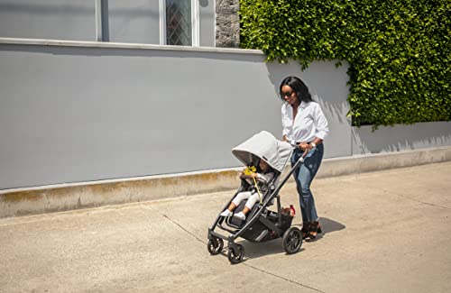 Cruz V2 Stroller -Anthony (White and Grey Chenille/Carbon/Chestnut Leather)