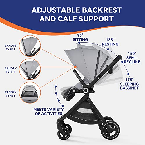 Baby Stroller, ELITTLE EMU Toddler Stroller with Reversible Seat, 0-36 Months Full-Size Stroller Convenient for Various Travel Venues or Vehicles Carrying