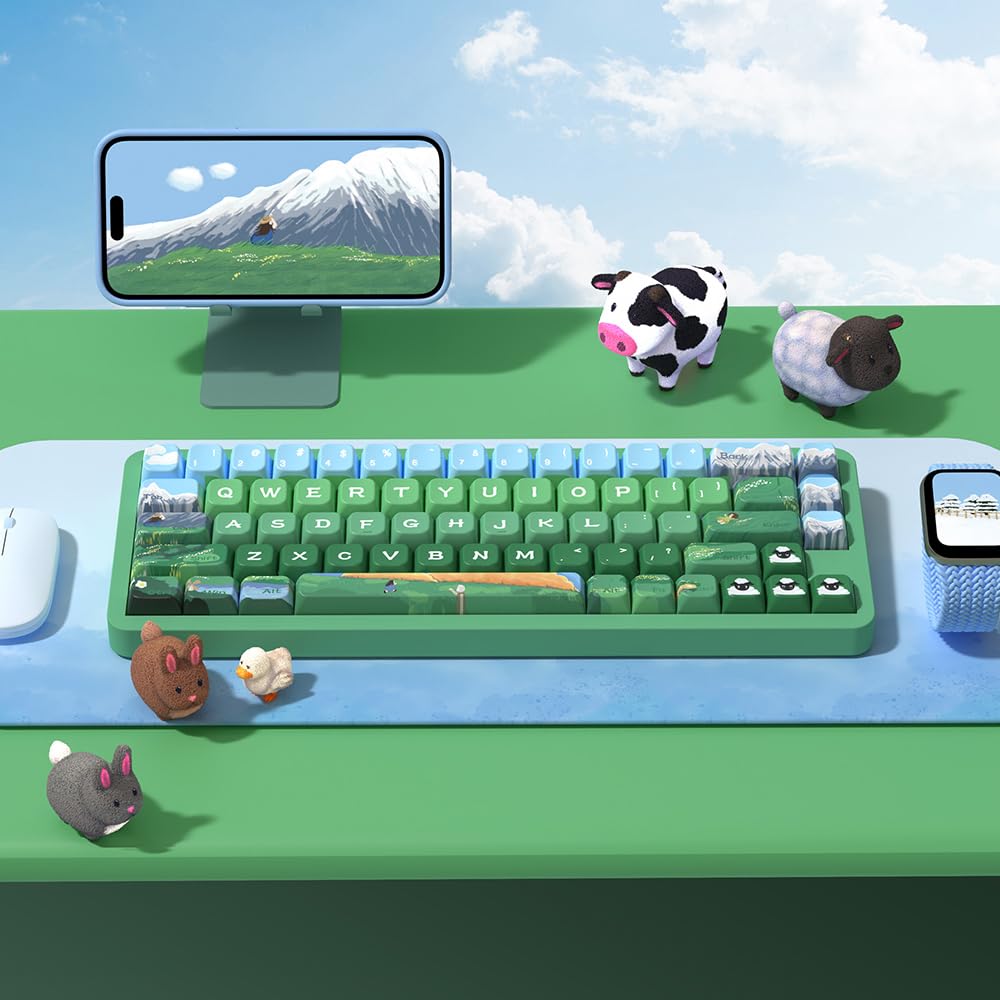 daixiahu Snow Mountain Ranc Theme keycaps 158 Key PBT keycaps MDA Custom keycap Set is Suitable for 61/87/104/108 Cherry MX Switch and Other Mechanical Keyboards (Snow Mountain Ranch)