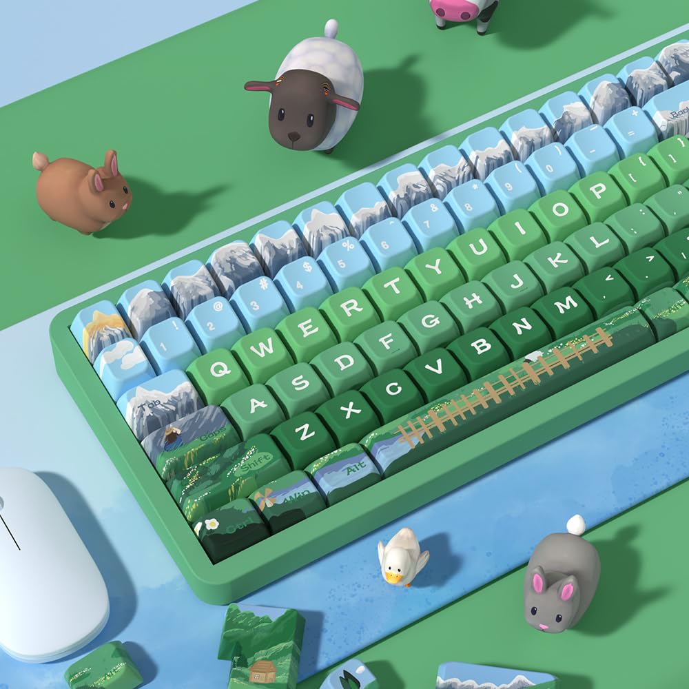 daixiahu Snow Mountain Ranc Theme keycaps 158 Key PBT keycaps MDA Custom keycap Set is Suitable for 61/87/104/108 Cherry MX Switch and Other Mechanical Keyboards (Snow Mountain Ranch)