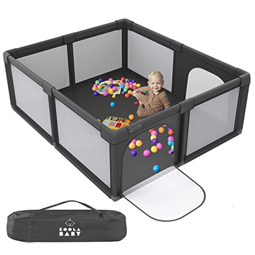 Baby Playpen 60x60in - Kids Activity Center with Anti-Slip Base - Portable Indoor & Outdoor Playard for Toddlers - Foldable Safety Play Yard for Babies - Baby Fence Play Area With Soft Breathable Mesh