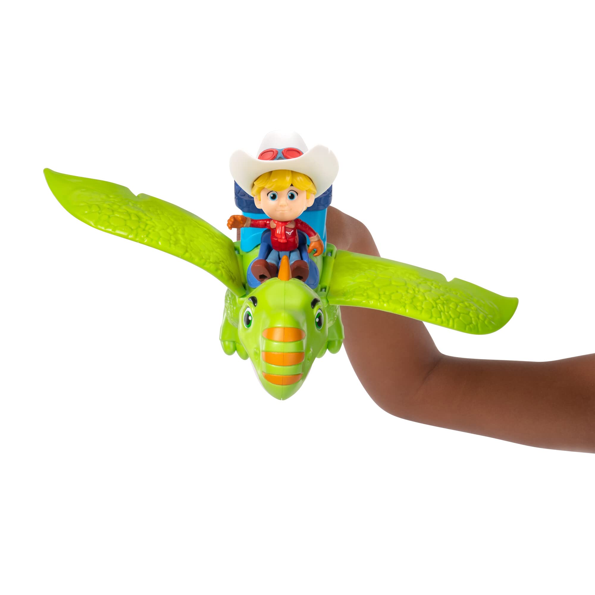 Dino Ranch Jon and Thunderbolt - 3-Inch Jon Figure with 12-Inch Flying Dino Figure - Sounds - Toys for Kids - Ages 3+