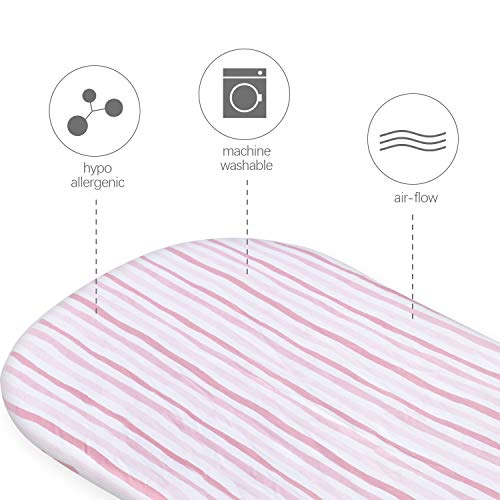 Bassinet Sheets Fits 20" x 30" AMKE, Graco Travel Lite Crib, Maxi-COSI Iora and Simmons Kids Bassinet(not for Twins), 2 Pack, 100% Jersey Cotton, Breathable and Soft, Pink(Envelope Style)