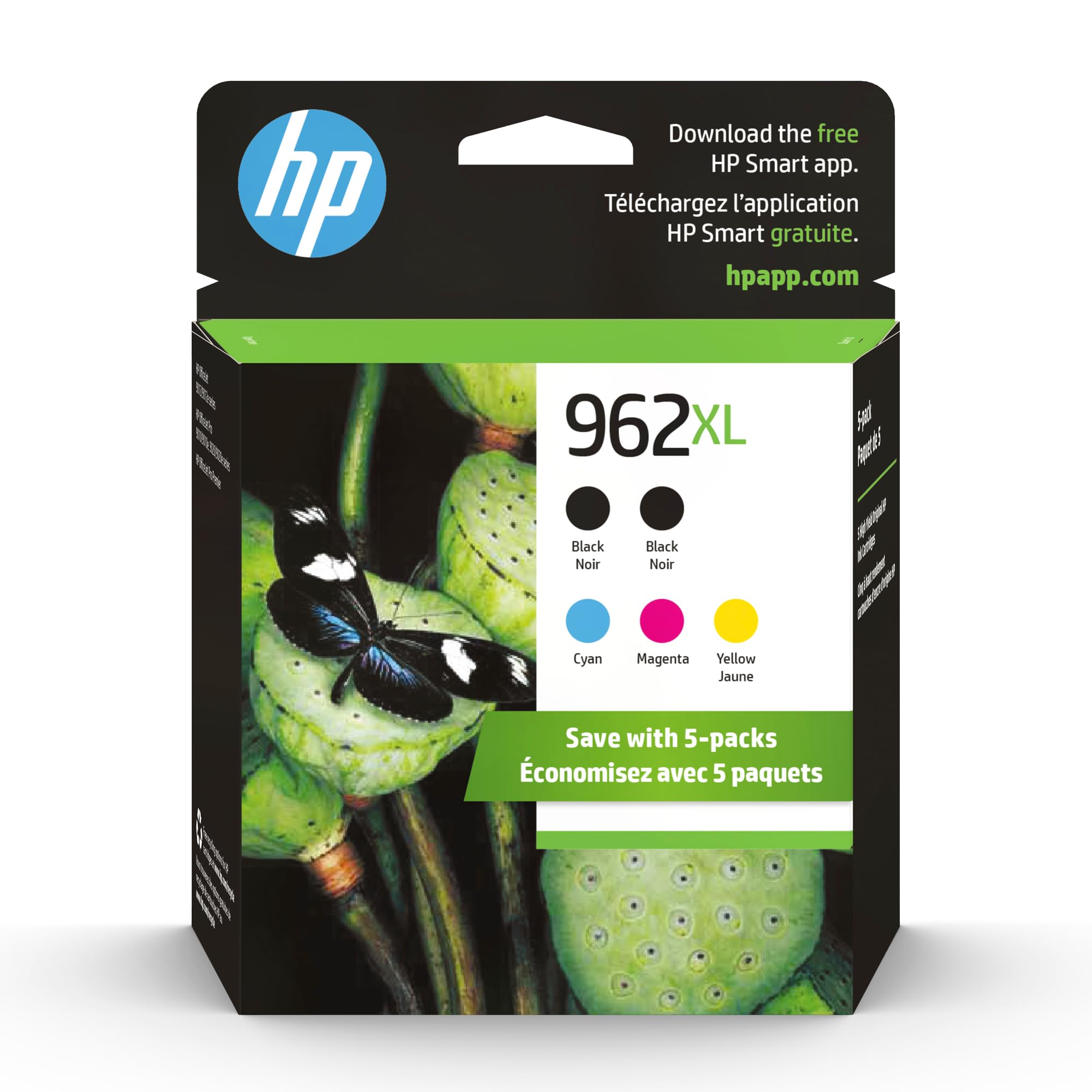 HP 962Xl / 962Xl (6Za57an) Ink Cartridges (Cyan Magenta Yellow Black) 5-Pack in Retail Packaging
