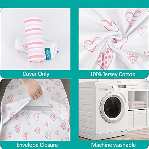 Bassinet Sheets Fits 20" x 30" AMKE, Graco Travel Lite Crib, Maxi-COSI Iora and Simmons Kids Bassinet(not for Twins), 2 Pack, 100% Jersey Cotton, Breathable and Soft, Pink(Envelope Style)