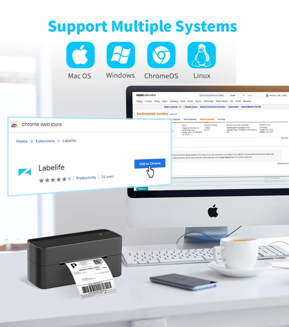 Thermal Label Printer, Phomemo Shipping Label Printer, Thermal Printer for Small Business Compatible with Mac Windows and Chromebook, Widely Used for Amazon, Ebay, Shopify, Etsy, UPS, USPS, FedEx, DHL