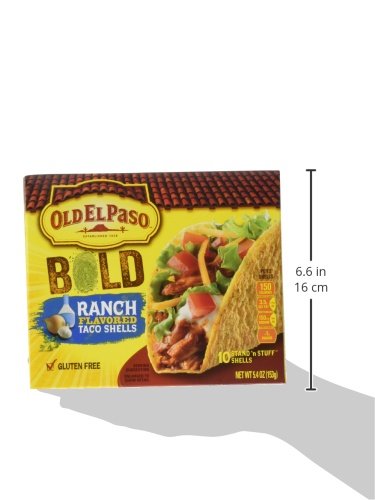 Old El Paso Stand ‘N Stuff Taco Shells, Zesty Ranch Flavored, Gluten Free Crunchy Corn Taco Shells, 10 Count, 5.4 oz (Pack of 6)