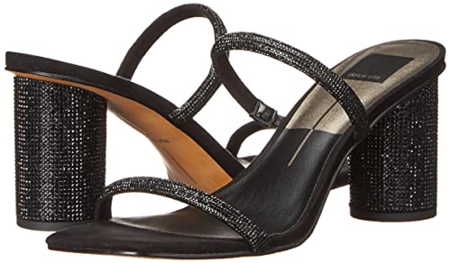 Dolce Vita Women's Noles Chunky Round Heel, Black Rhinestone, 8.5