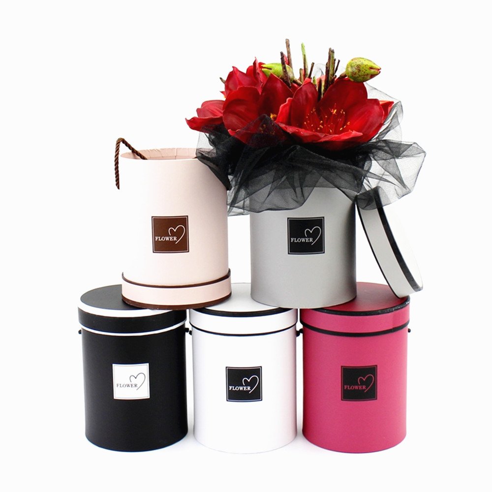 Gift Packaging Paper Box Decorating Round Pink Florist Box 1 Pcs