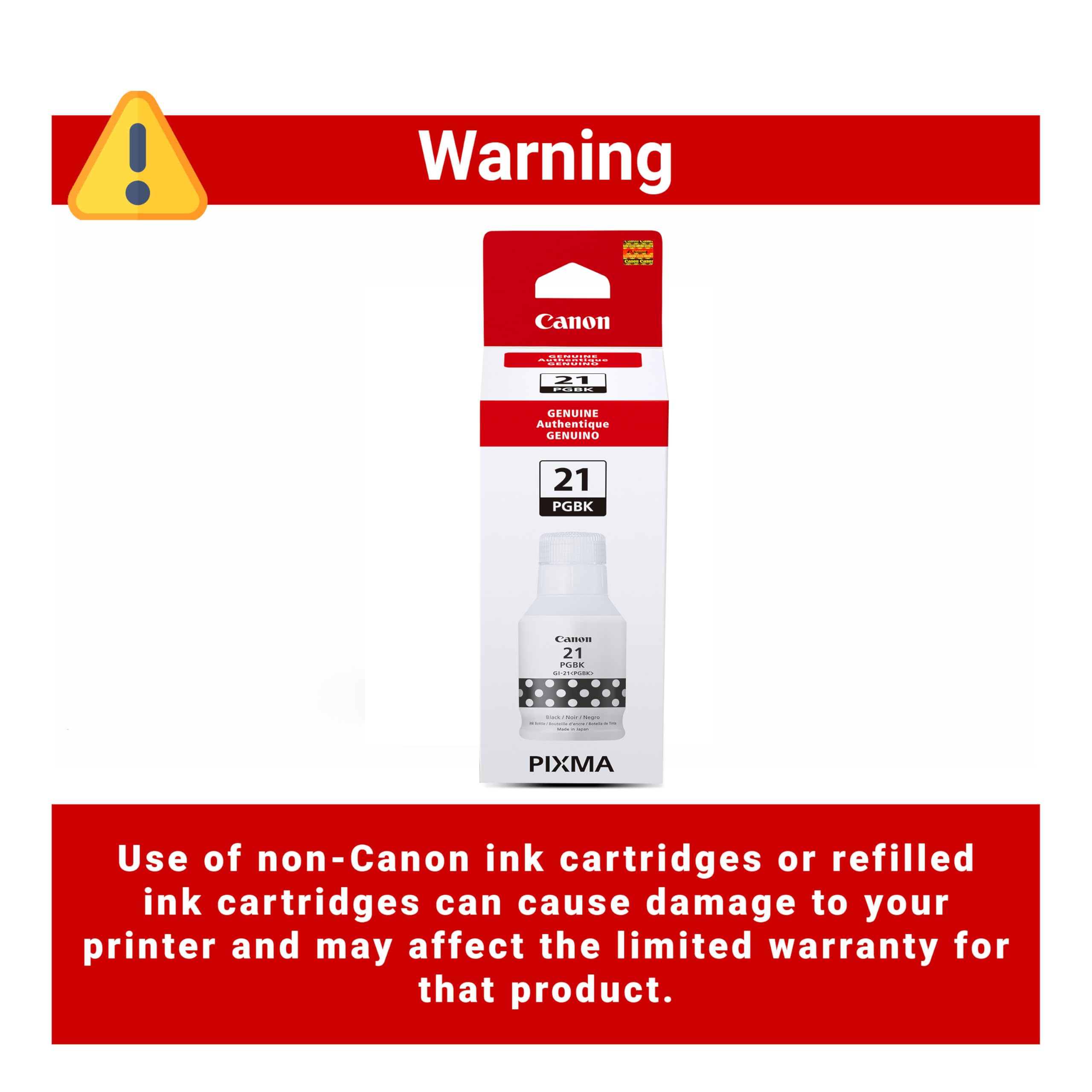 Canon GI-21 Pigment Black Ink Bottle, Compatible to G3260, G2260 and G1220 Supertank Printers (one Size)