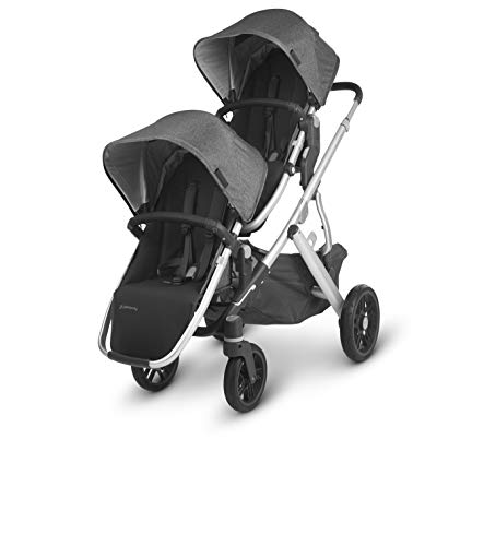 UPPAbaby Vista V2 Stroller - Jordan (Charcoal Melange/Silver/Black Leather) + Upper Adapters + RumbleSeat V2- Jordan (Charcoal Melange/Silver/Black Leather)