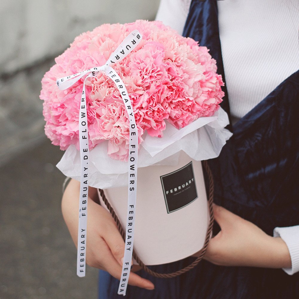 Gift Packaging Paper Box Decorating Round Pink Florist Box 1 Pcs