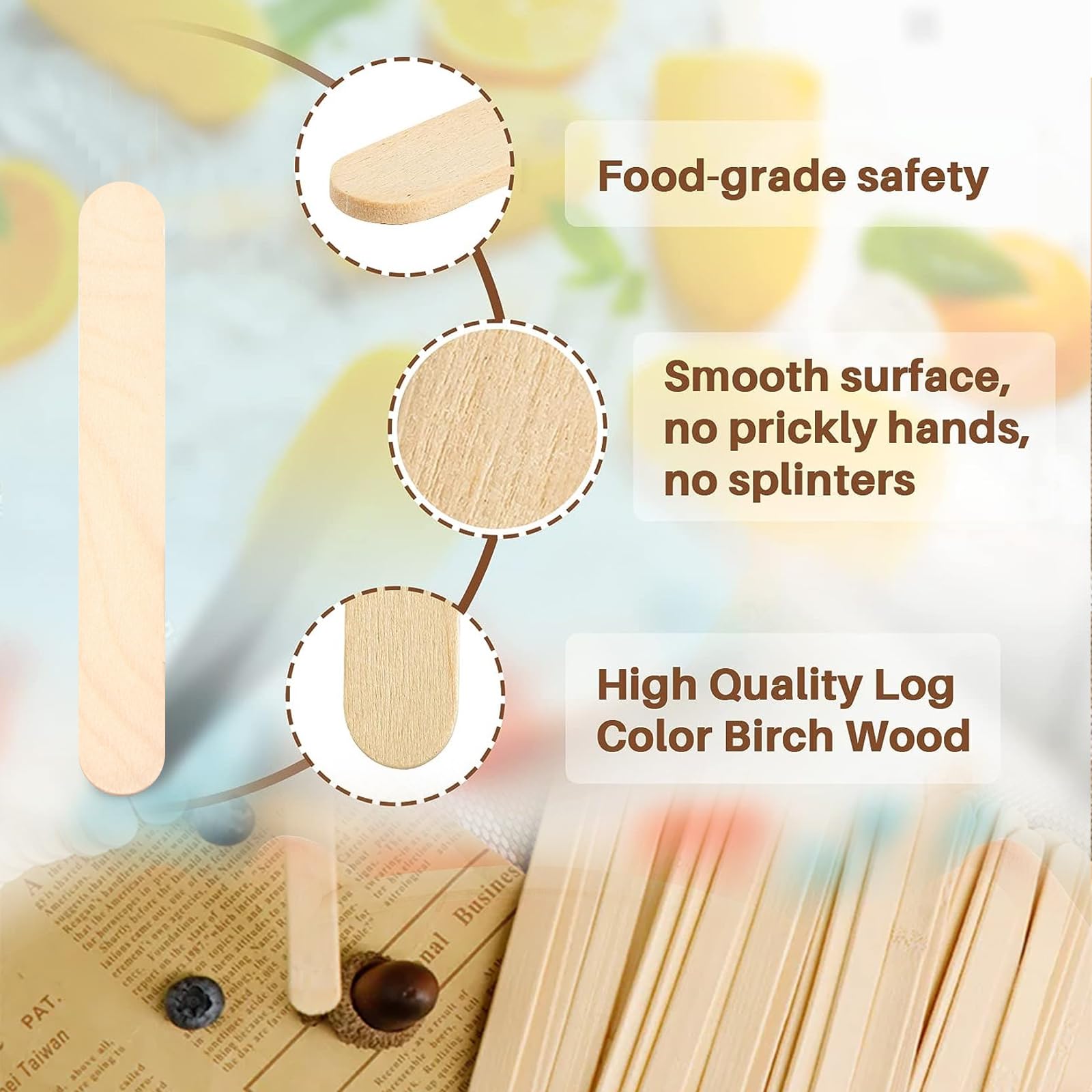 Perfect Stix - PS-114st-1,000 4.5" Craft Sticks/ Ice Cream Sticks/ Natural Wood - Box of 1,000ct