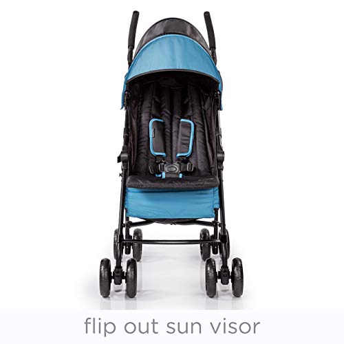 Summer 3Dmini Convenience Stroller, Blue/Black – Lightweight Infant Stroller with Compact Fold, Multi-Position Recline, Canopy with Pop Out Sun Visor and More – Umbrella Stroller for Travel and More