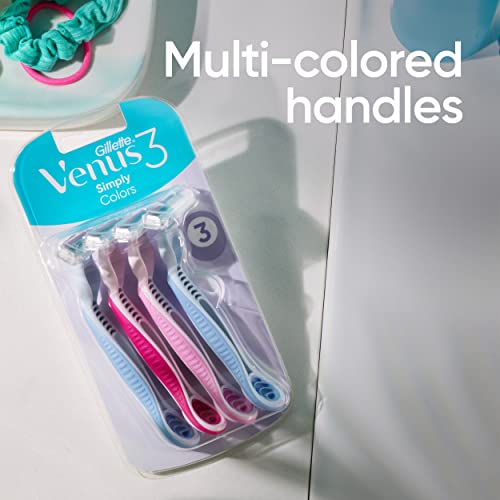 Gillette Venus Simply3 Women's Disposable Razors, 4 Count (Pack of 1)