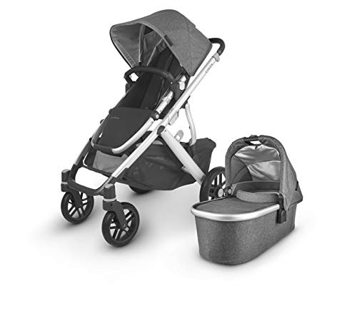 UPPAbaby Vista V2 Stroller - Jordan (Charcoal Melange/Silver/Black Leather) + Upper Adapters + RumbleSeat V2- Jordan (Charcoal Melange/Silver/Black Leather)