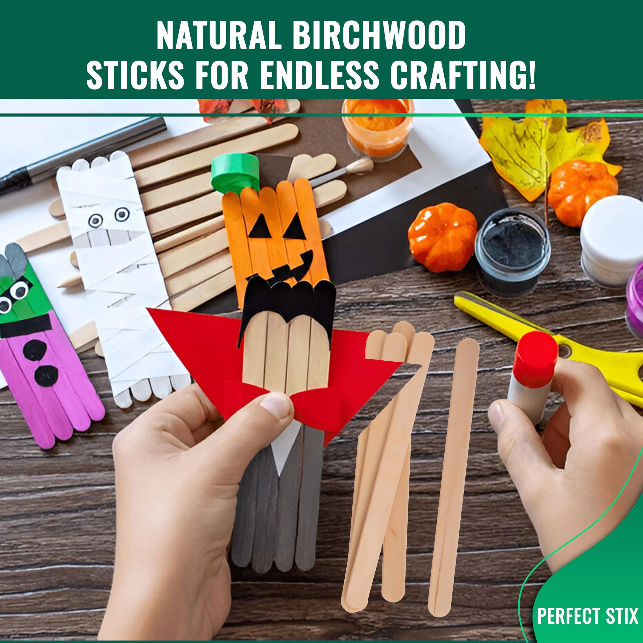 Perfect Stix - PS-114st-1,000 4.5" Craft Sticks/ Ice Cream Sticks/ Natural Wood - Box of 1,000ct