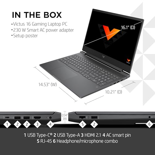 HP Victus 16.1" FHD 144Hz Display Gaming Laptop, Intel Core i7-13700HX, NVIDIA GeForce RTX 4060, 64GB DDR5 RAM, 2TB PCIe SSD, Wi-Fi 6, Webcam, RGB Backlit KB, RJ-45, HDMI, Windows 11 Home