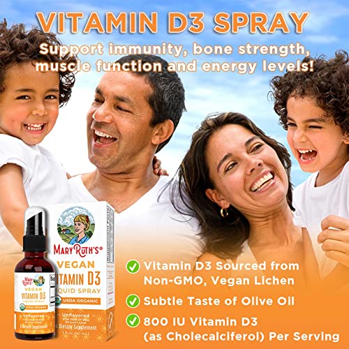Vegan Liquid Vitamin D3 & USDA Organic Vitamin A Liquid Drops Bundle by MaryRuth's | Immune Support | Eye Health | Skin Health | Sugar Free | Vegan | Non-GMO | Gluten Free.