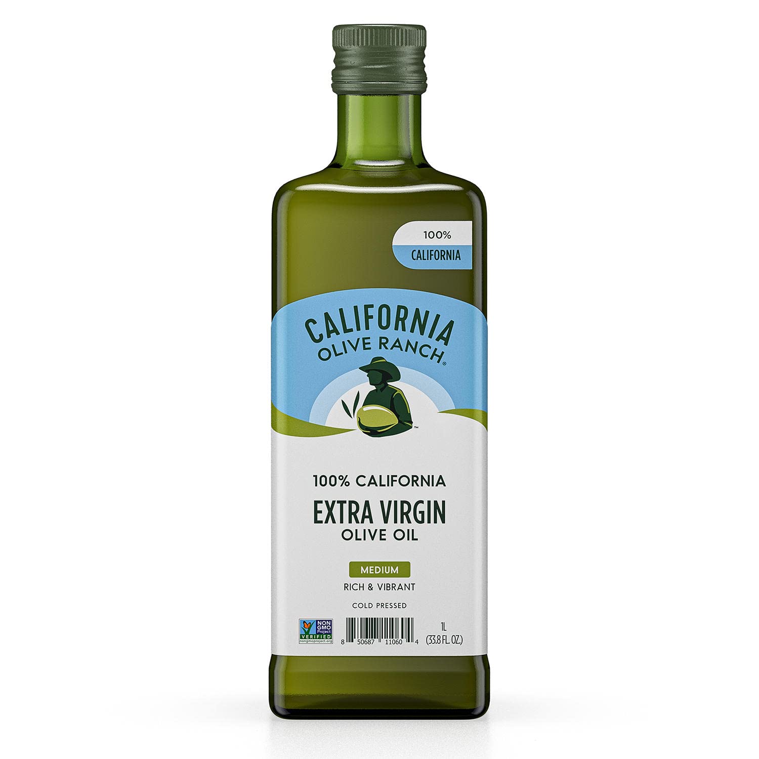 100% California Extra Virgin Olive Oil (MEDIUM) Rich & Vibrant Cold Press One Bottle 33.8 fl. oz/1L. each. By: California Olive Ranch